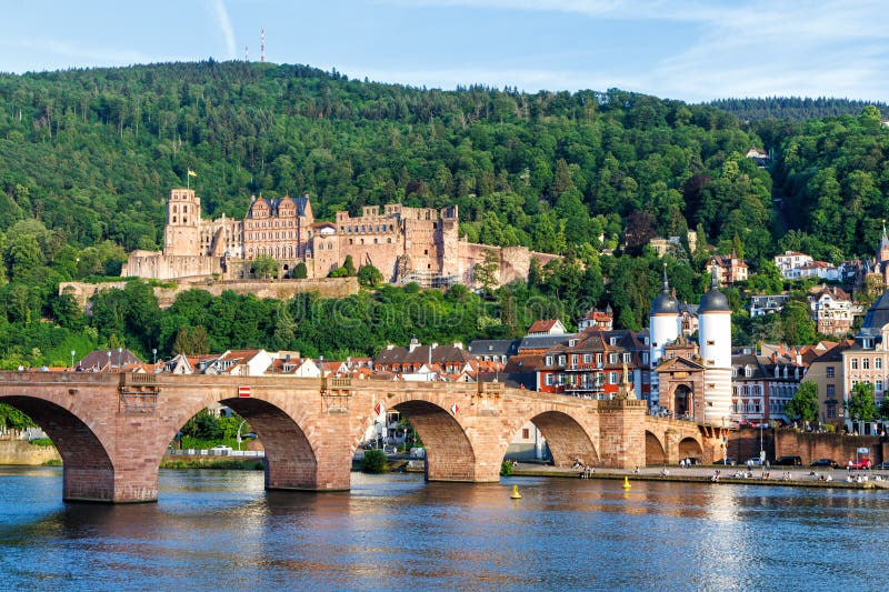 Heidelberg with Castle, Neckar River and Old Bridge in Heidelberg ...