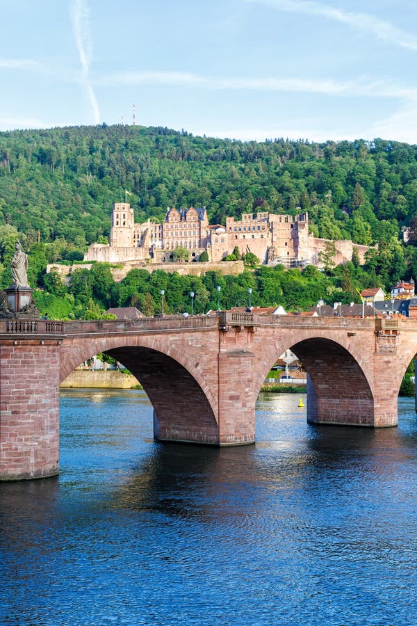 Heidelberg with Castle, Neckar River and Old Bridge Portrait Format in ...