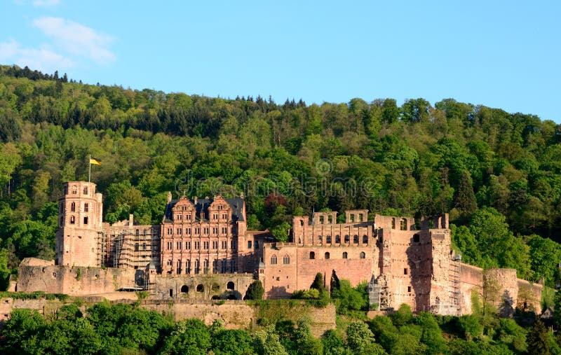 Heidelberg Castle in Springtime Stock Image - Image of green, stone ...