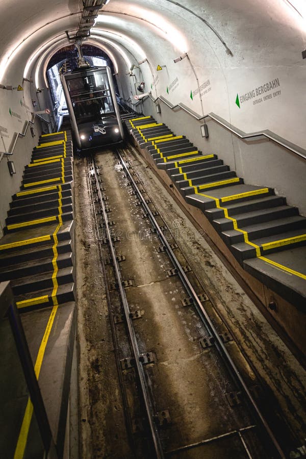 Heidelberg Funicular Arriving in the Station Tunnel Stock Image - Image ...