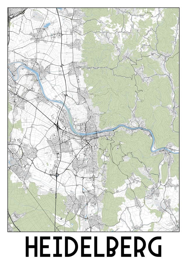 Heidelberg Germany map stock vector. Illustration of cartography ...