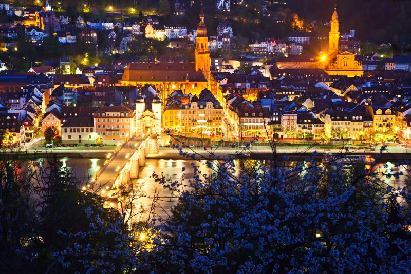 Heidelberg at night stock photo. Image of buildings, landmark - 16637666