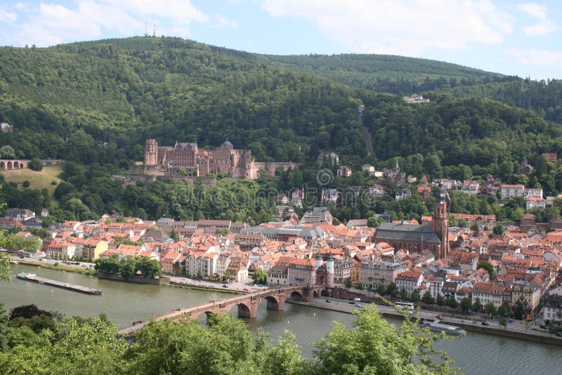 Heidelberg Skyline, Castle and River Stock Photo - Image of castle ...