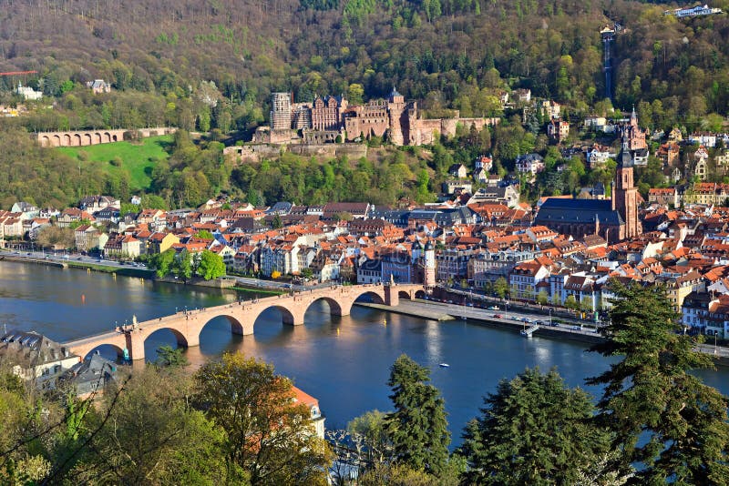 Heidelberg at spring stock photo. Image of monument, hill - 15223572