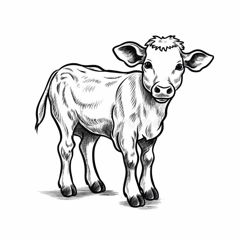 Heifer Hand-drawn Illustration. Heifer. Vector Doodle Style Cartoon ...