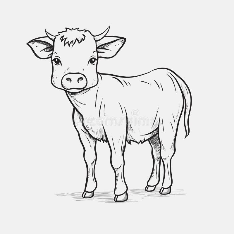 Heifer Hand-drawn Illustration. Heifer. Vector Doodle Style Cartoon ...