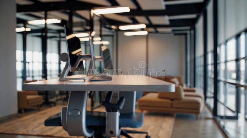 Height Adjustable Desk Rising Smoothly in a Modern Coworking Space ...