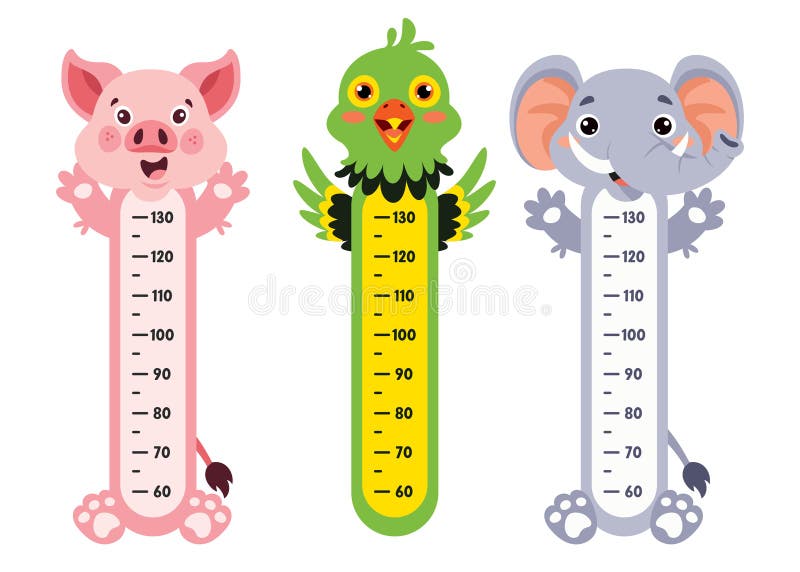 Height Chart with Cartoon Animals Stock Illustration - Illustration of ...