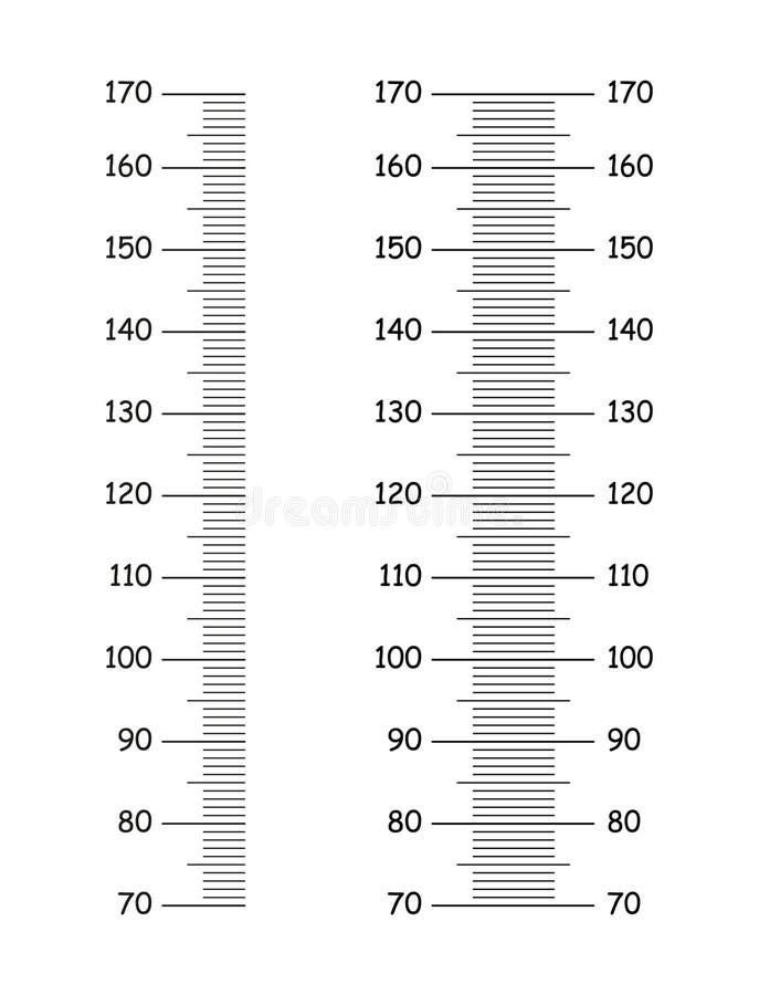 Height Chart from 70 To 170 Centimeters. Set of Mockups for Wall Growth ...