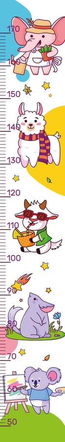 Height Meter Cute Animals. Vector Illustration Stock Vector ...