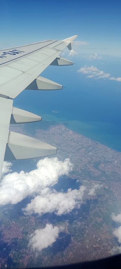 From a Height of Thousands of Miles from Sea Level Can Look Down in the Form Wing Plane, White ...