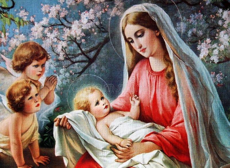 Heilige Mary Met Kind Jesus Stock Afbeelding - Image of aureool ...