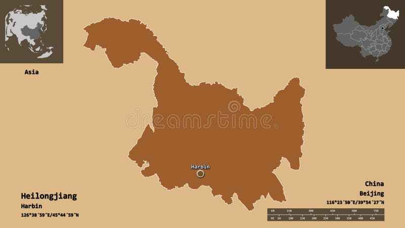 Heilongjiang Province Map Highlighted on China Map with Detailed State ...