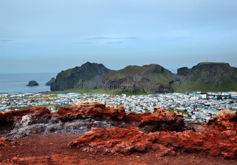 Heimaey volcano stock photo. Image of city, mointains - 86168248