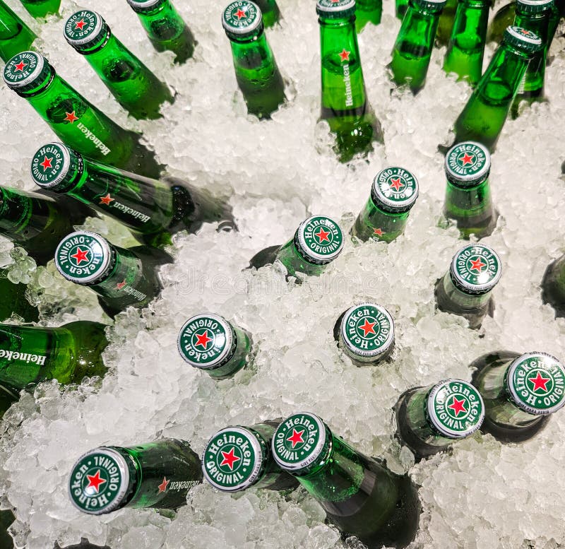Heineken Beer Placed on Ice. at a Party on the Weekend Editorial ...