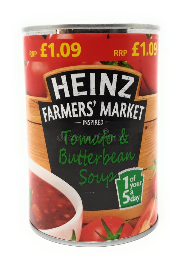 Heinz Soup Can Made in the UK. EAN: 500157076267 Isolated on a White ...
