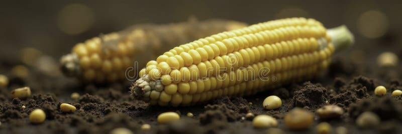 Heirloom Ear of Corn on the Ground with Soil and Pebbles, Earthy, Grain ...
