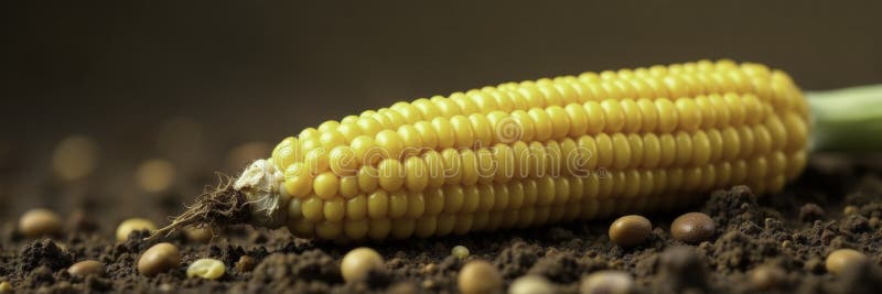 Heirloom Ear of Corn on the Ground with Soil and Pebbles, Grain, Corn ...