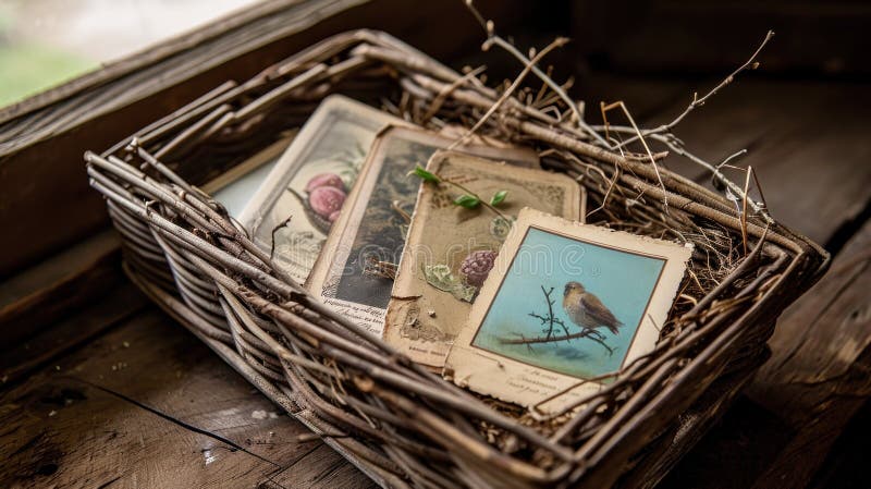 Heirloom Easter Postcards in Rustic Frame Collection Stock Photo ...