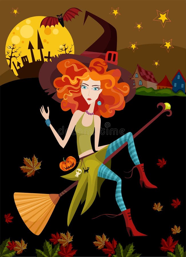 Heks vector illustratie. Illustration of halloween, ontwerp - 15730015