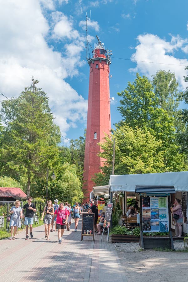 Historic Red Lighthouse on the Hel Peninsula Editorial Photo - Image of ...