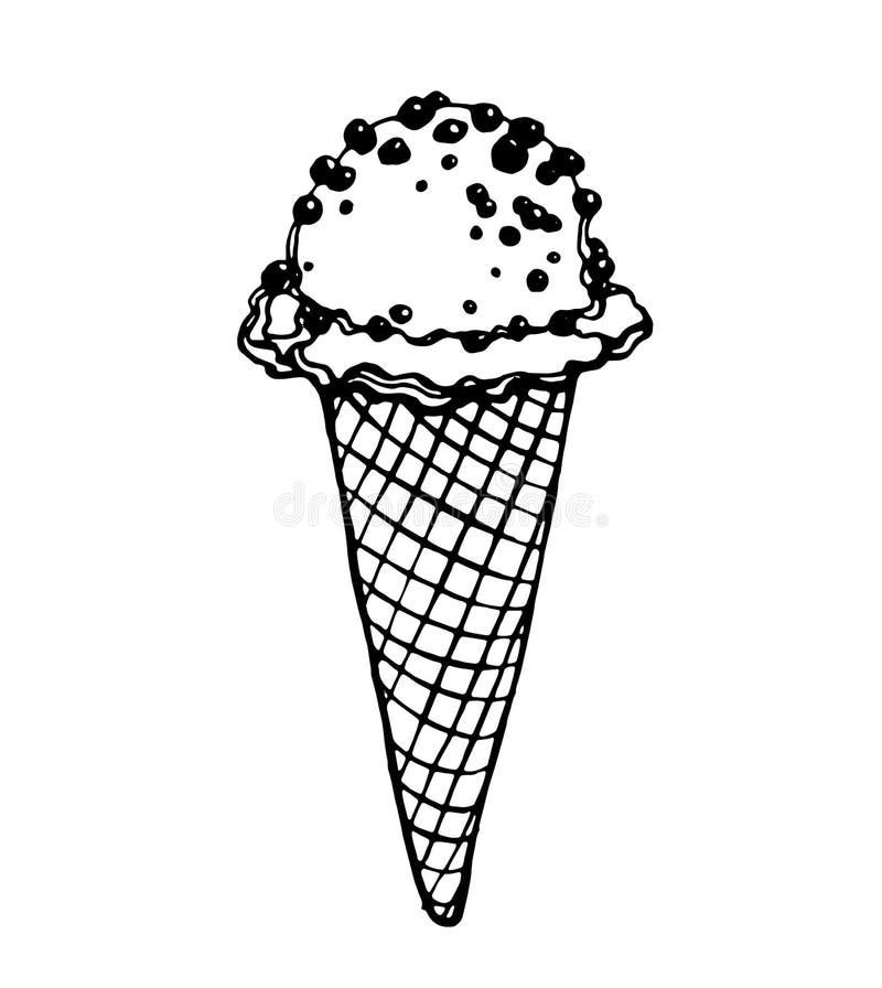 Helado En Un Cono De Gofre Con Nueces Imagen Vectorial Ilustración Del