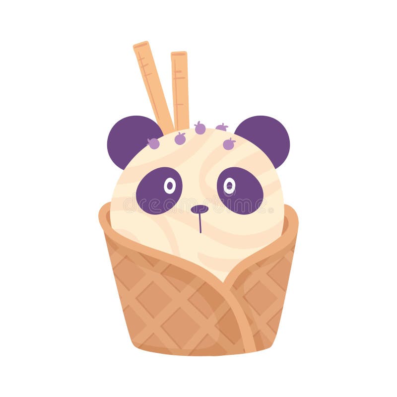 Helado panda ilustración del vector. Ilustración de alimento - 222300108