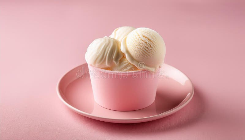 Helado Rosa Y Helado De Vainilla Stock de ilustración - Ilustración de ...