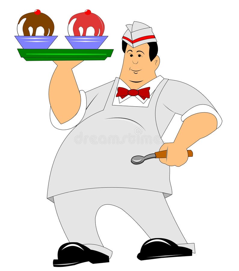 Helados Que Llevan Del Camarero Ilustración del Vector - Ilustración de ...