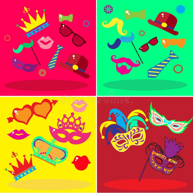 In Krabbelstijl Carnaval-attributen Op Witte Achtergrond Vector ...