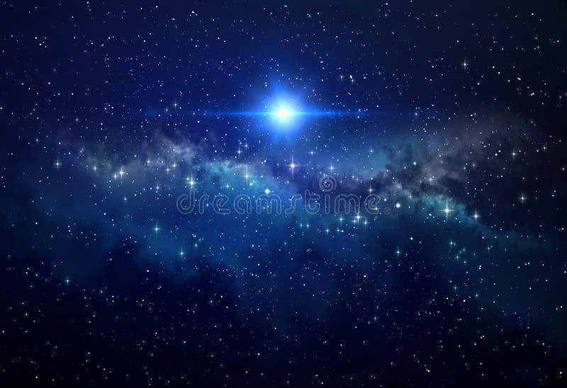 Vallende Ster Op Achtergrond Een Sterrige Blauwe Donkere Hemel Stock ...