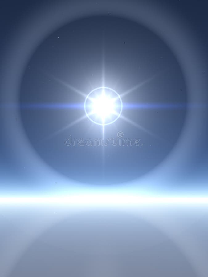 Heldere Ster Over Maan Over Overzees Stock Illustratie - Illustration ...