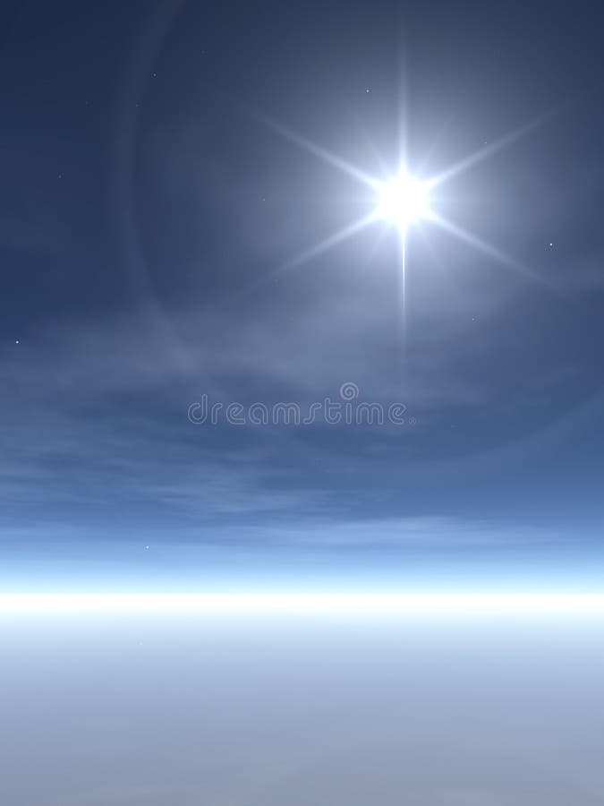 Heldere Ster Over Wolken Wispy Stock Illustratie - Illustration of ...