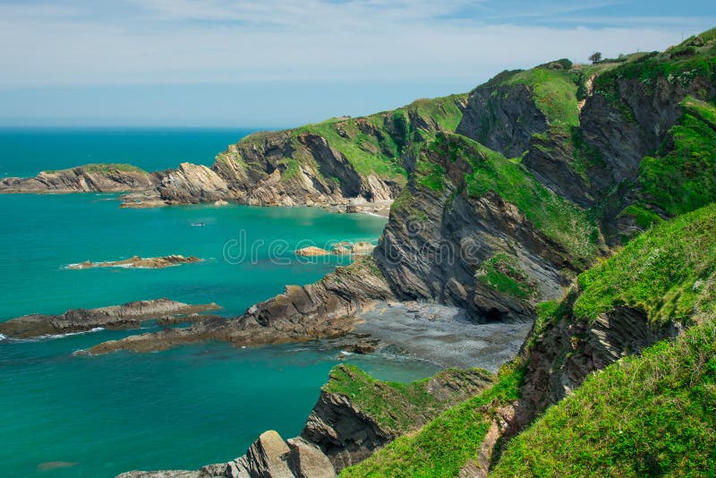 Hele Bay Village. North Coast in the County of Devon Stock Photo ...
