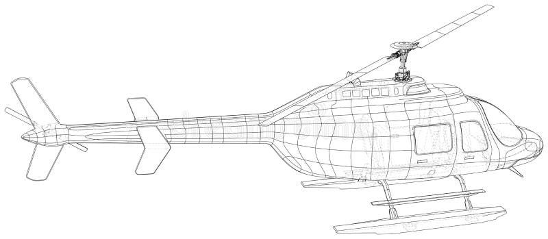 Helic?ptero En Estilo Del Esquema. Ejemplo Creado Del Wireframe De 3d ...