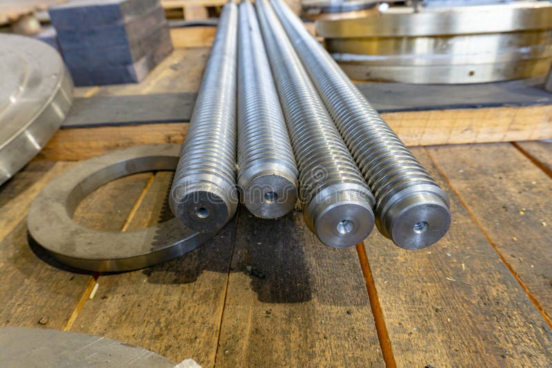 Helical Shaft after Turning and Milling in the Warehouse Stock Photo ...