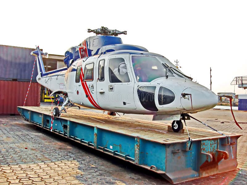 A Helicopter without Blades is Installed on a Cargo Platform and ...