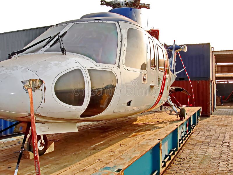 A Helicopter without Blades is Installed on a Cargo Platform and ...