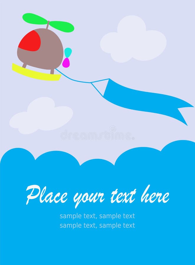 Helicopter with Blank Sky Banner Stock Vector - Illustration of ...