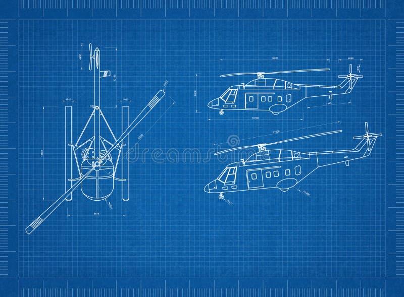 Helicopter blueprint stock illustration. Illustration of drawing ...