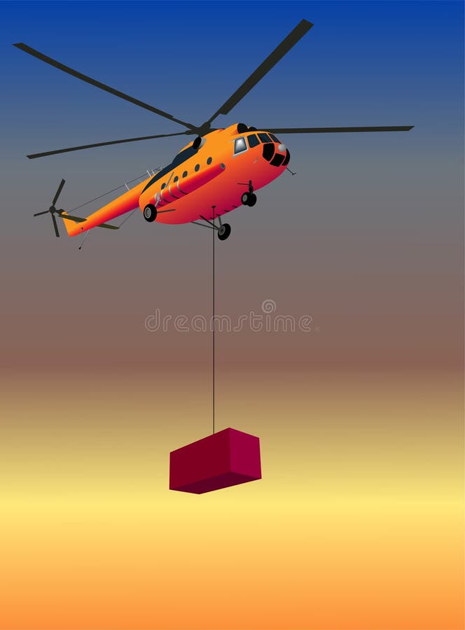 Helicopter with box stock vector. Illustration of container - 9679129