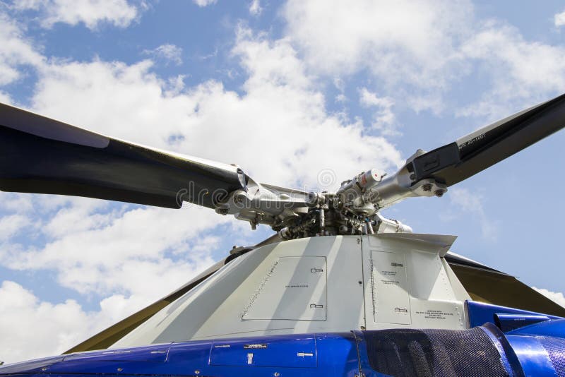 Helicopter Close-up, Blue and White Helicopterview Stock Image - Image ...