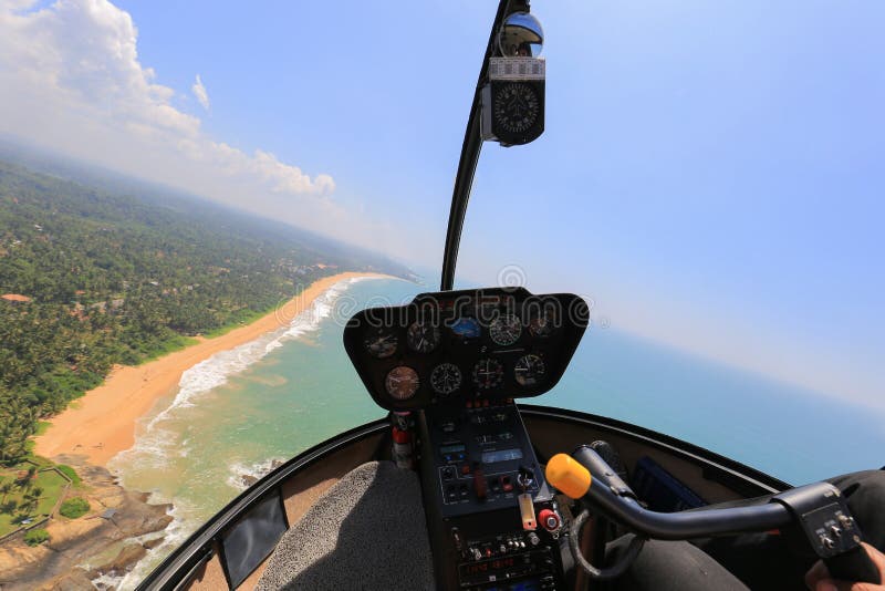 Helicopter Ride Over the Sea Stock Image - Image of aviation, forward ...