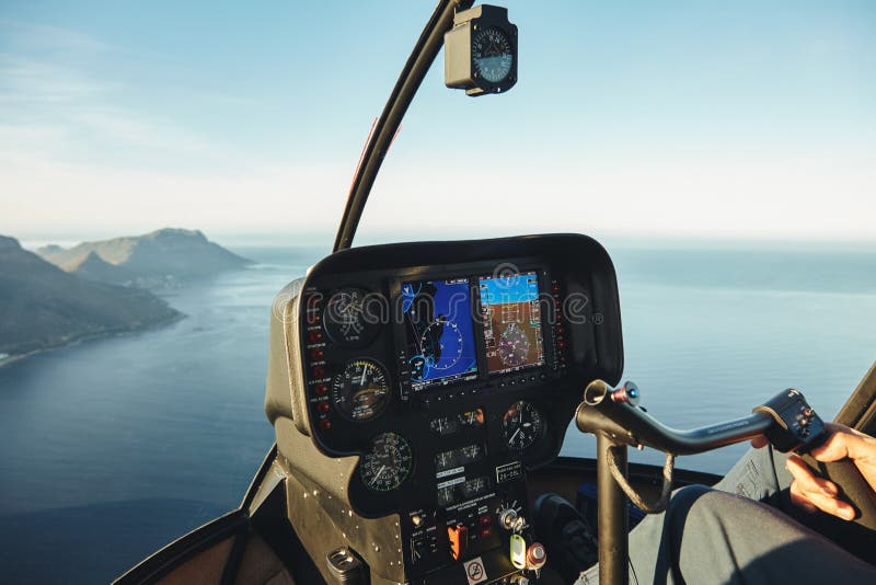 Helicopter Cockpit with Instruments Panel Stock Photo - Image of ...