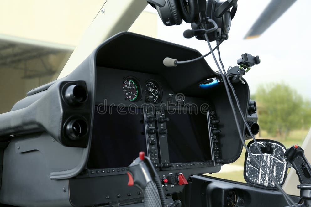 Helicopter Cockpit with New Modern Functional Panel Stock Photo - Image ...