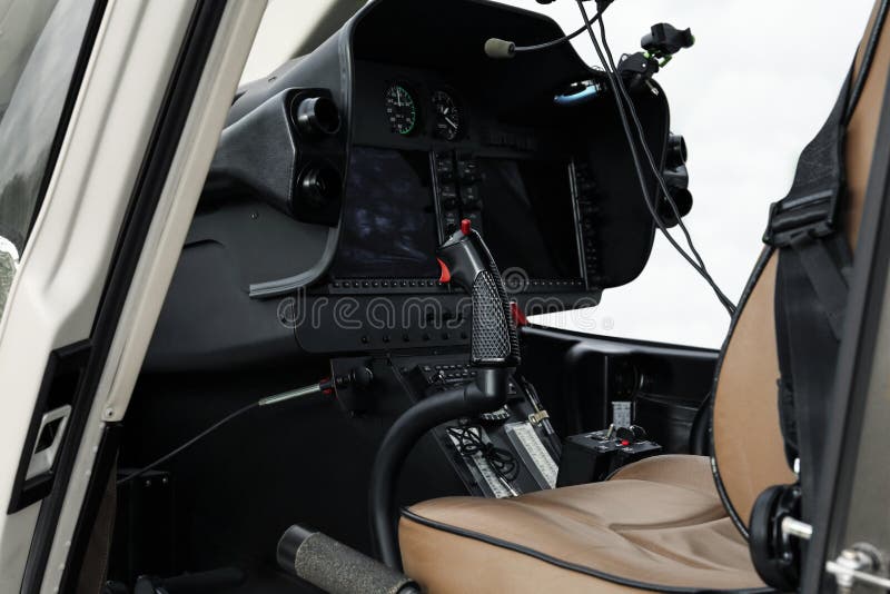 Helicopter Cockpit with New Modern Functional Panel and Leather Seat ...