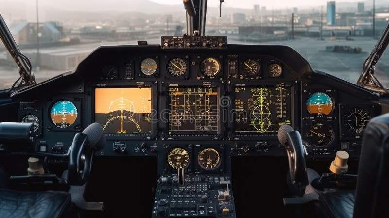 Helicopter Cockpit with Pilot Arm and Control Panel. Generative AI ...