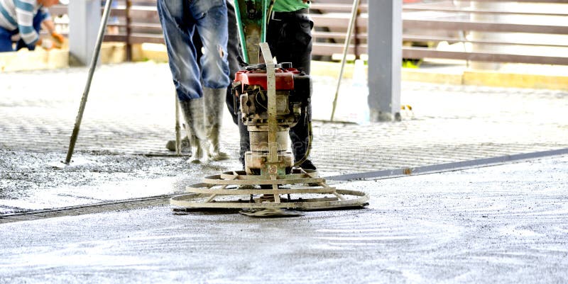 Helicopter Concrete Finishing Pouring Cement on Worksite Stock Photo ...