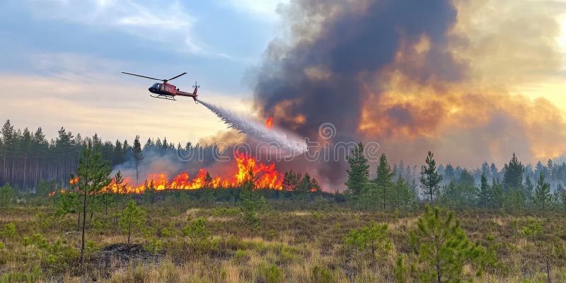 Helicopter Deploys Water To Control Forest Fire in Dense Woodland ...