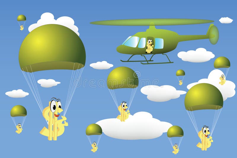 Helicopter drop of money stock vector. Illustration of earning - 17056662